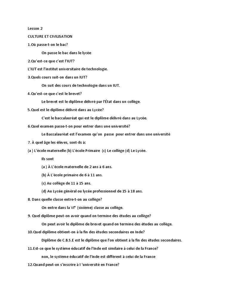 Système éducatif français et diplômes | PDF | Enseignement secondaire
