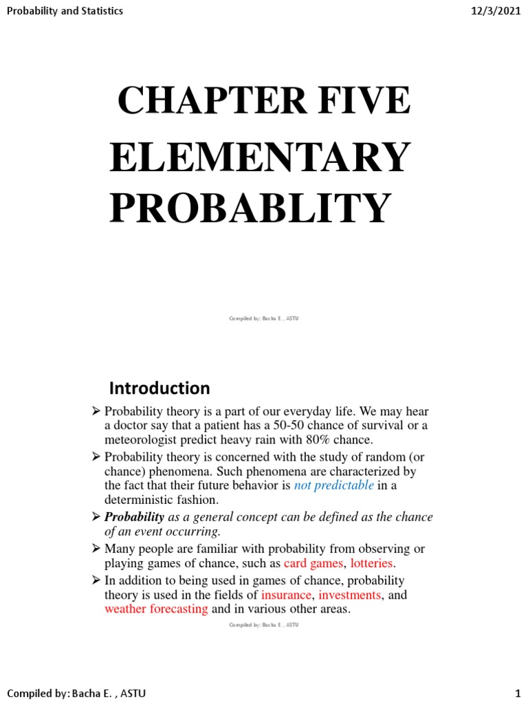 Chapter 5 Probability and Statistics | PDF | Probability | Randomness
