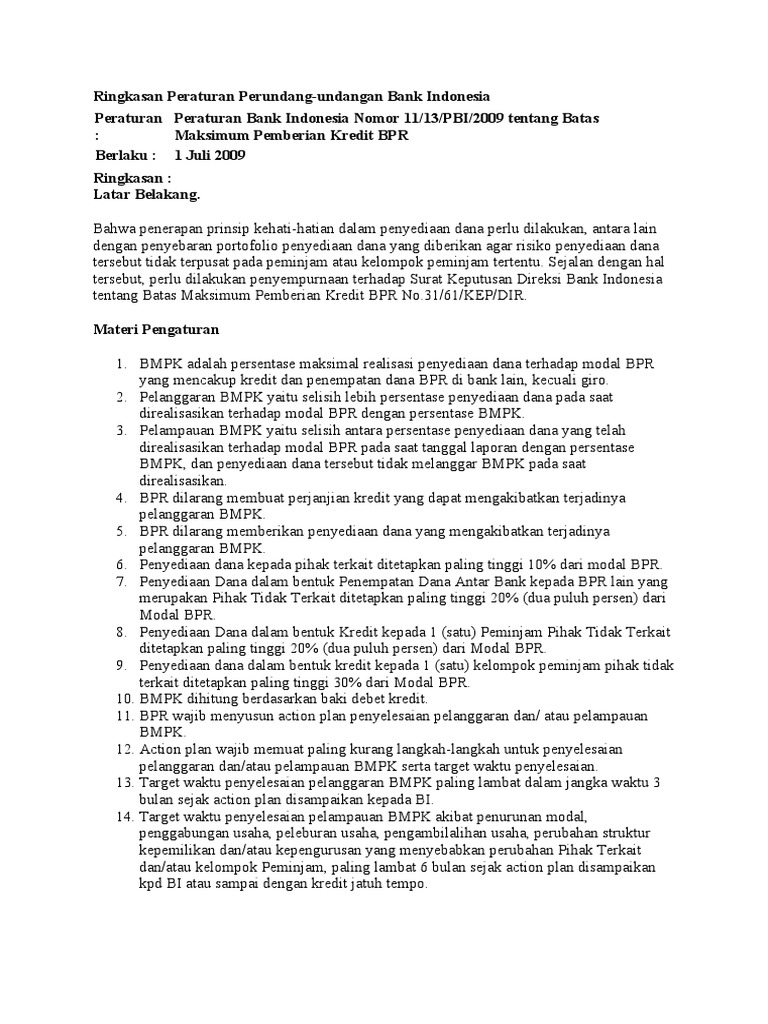 Pengertian BMPK Dan Pihak Terkait Dalam Industri BPR | PDF