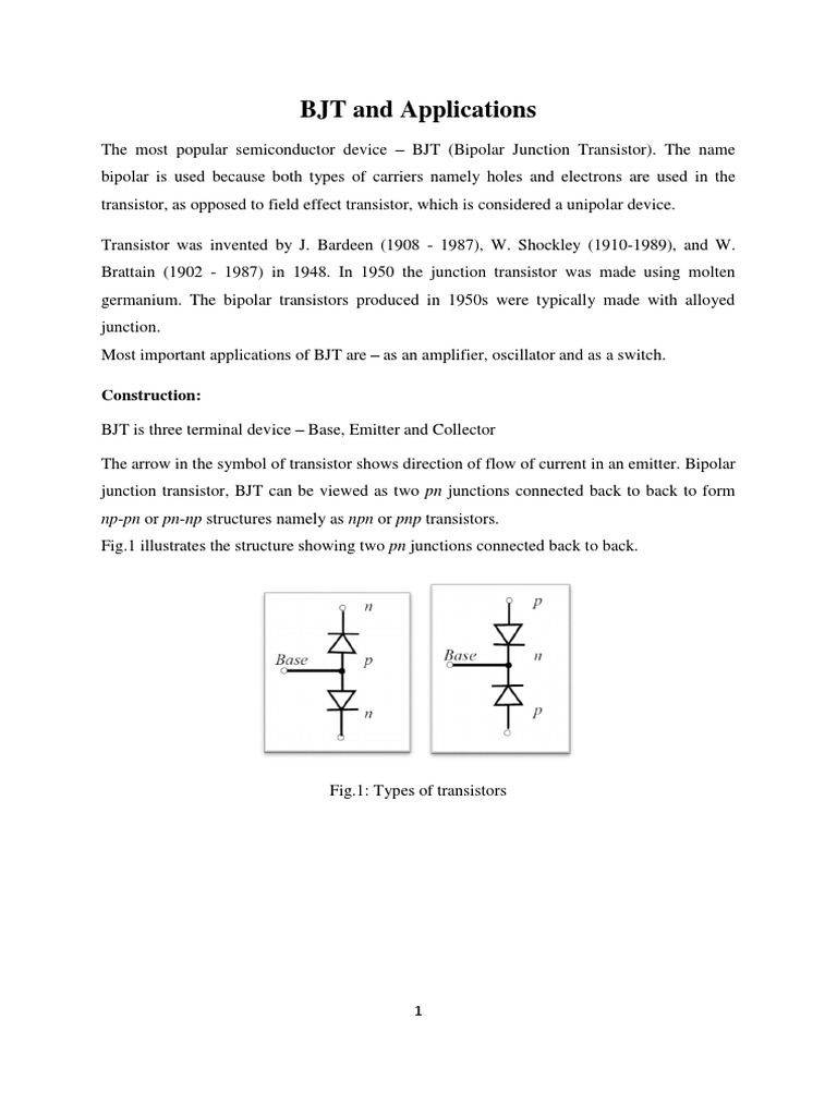 BJT Basics and Applications | PDF | Bipolar Junction Transistor | Amplifier