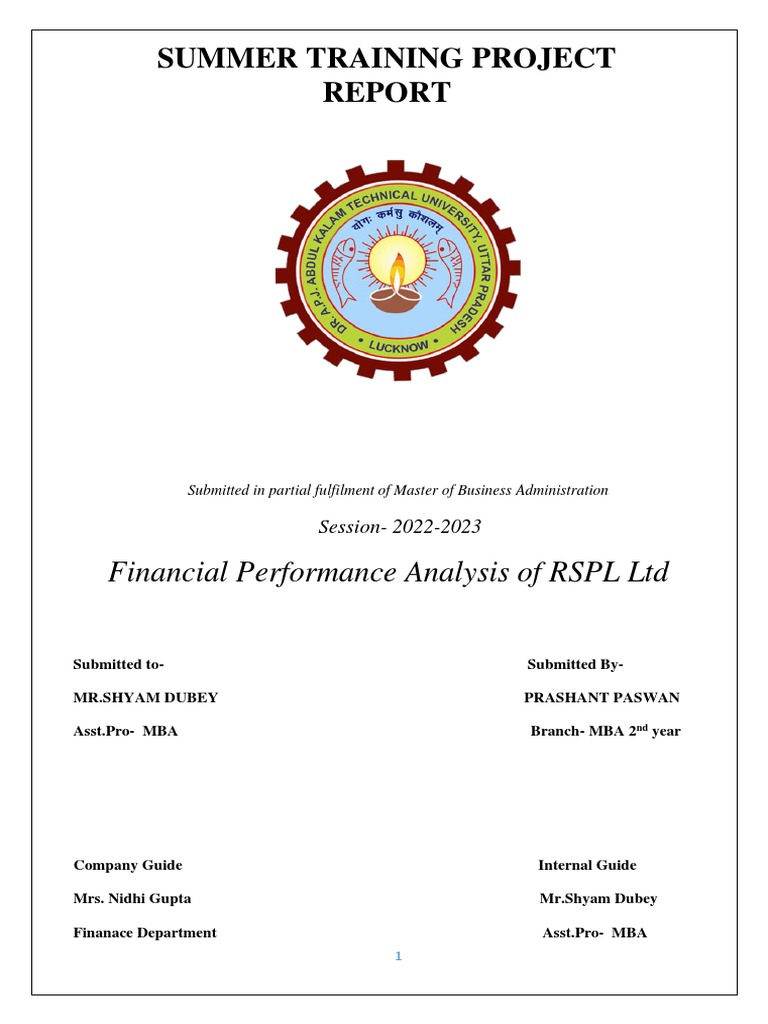 Financial Performance Analysis of RSPL L | PDF | Economy Of India ...