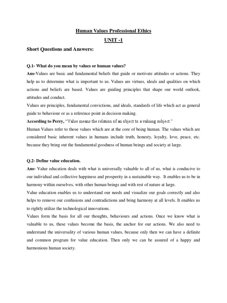 Uhv Unit 1 | PDF | Happiness | Contentment