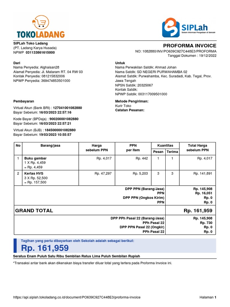 Proforma Invoice Po639c927c448e3 | PDF