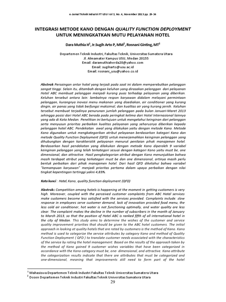 Integrasi Metode Kano Dengan Quality Fun | PDF | Bisnis