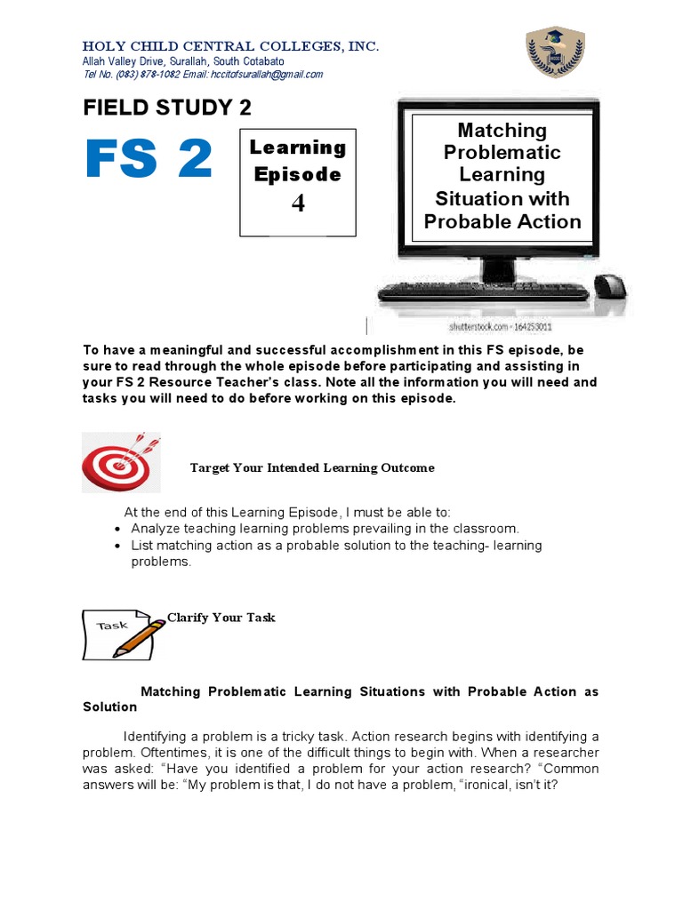 FS 2 EPISODE 4 - (Not Final File) Matching Problematic Learning Situation With Probable Action ...