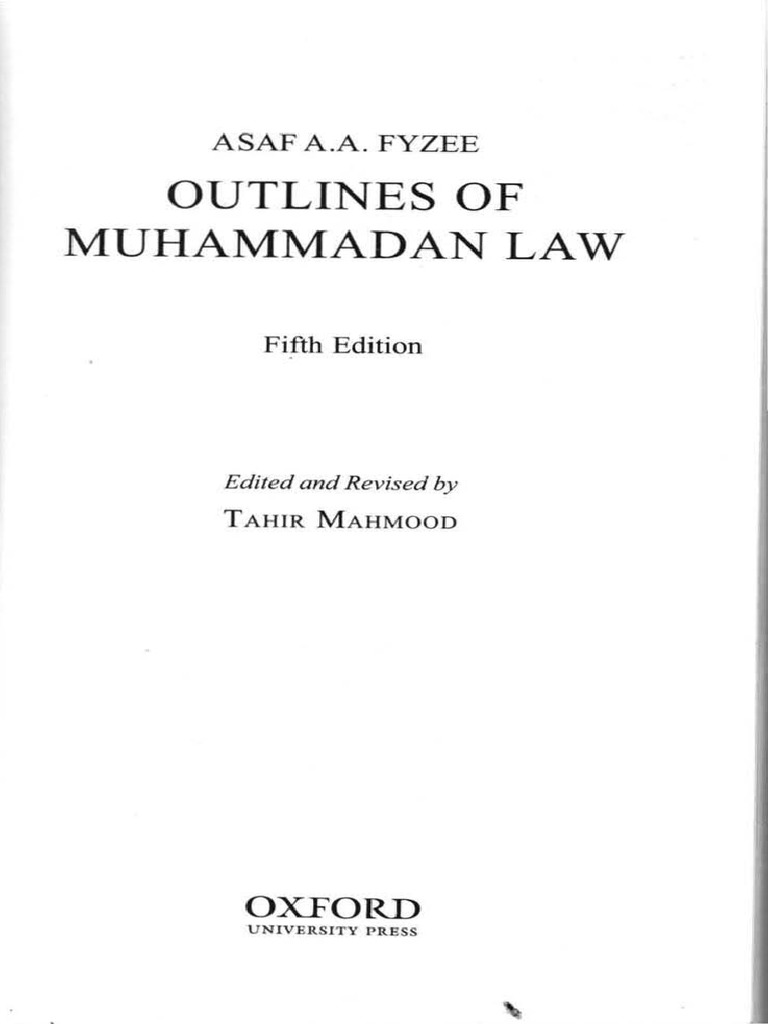 Outlines Of Muhammadan Law Pdf Sharia Monotheism