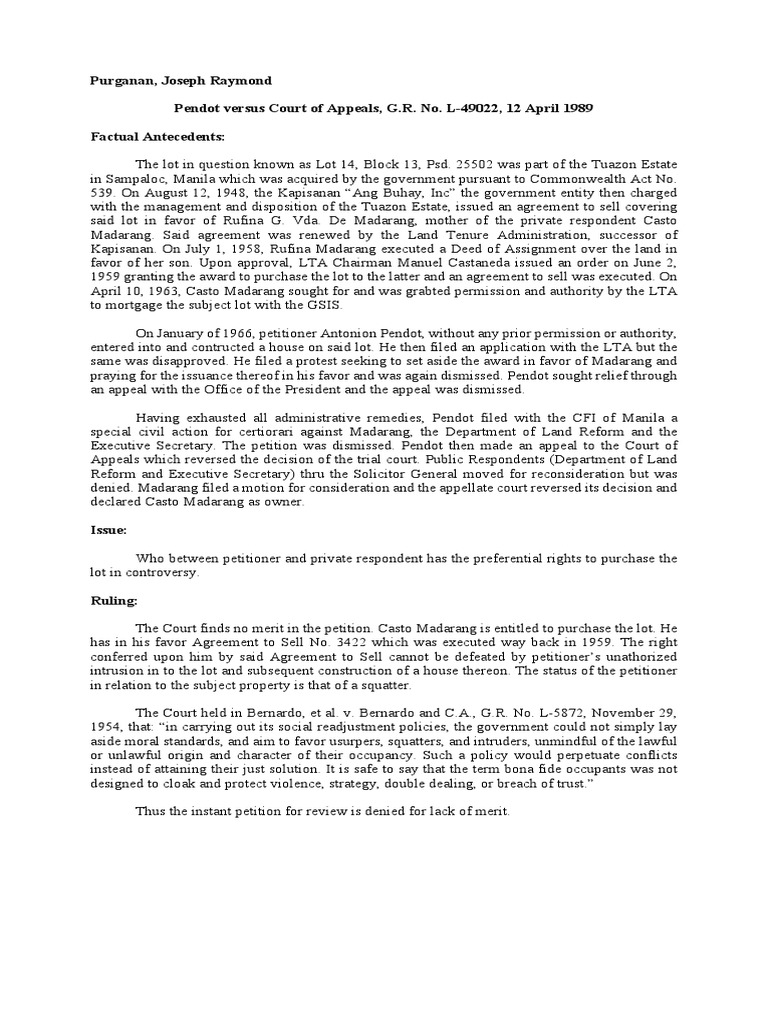 Pendot Versus Court of Appeals | PDF | Courts | Common Law