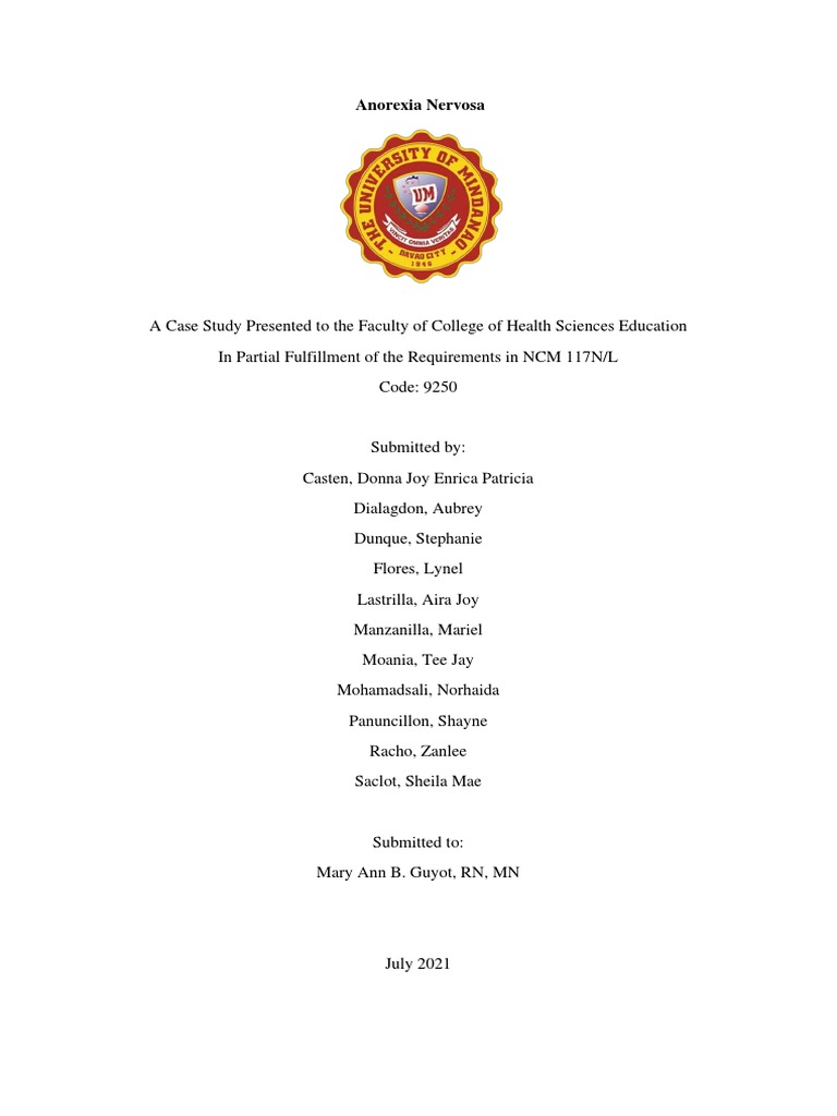 Anorexia Nervosa Case Sudy by Group 2 July 9 Version | PDF | Central ...