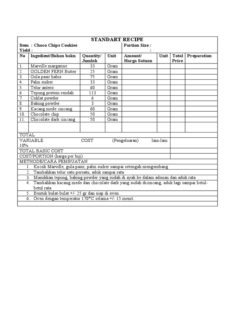 Standart Recipe | PDF