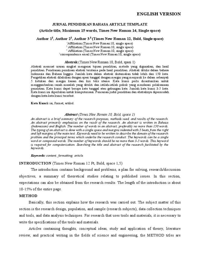 Template Jurnal Pendidikan English IKIP PGRI PTK | PDF | Teori ...