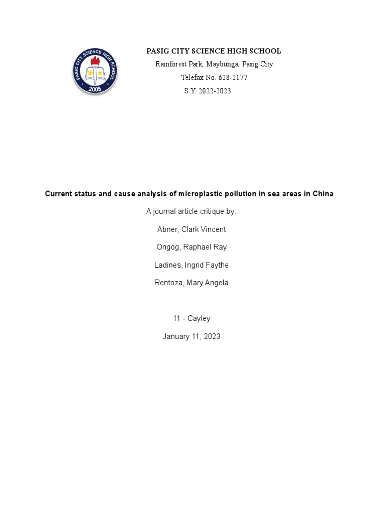 Group6 Article-Critique G11-Cayley | PDF | Sea | Pollution