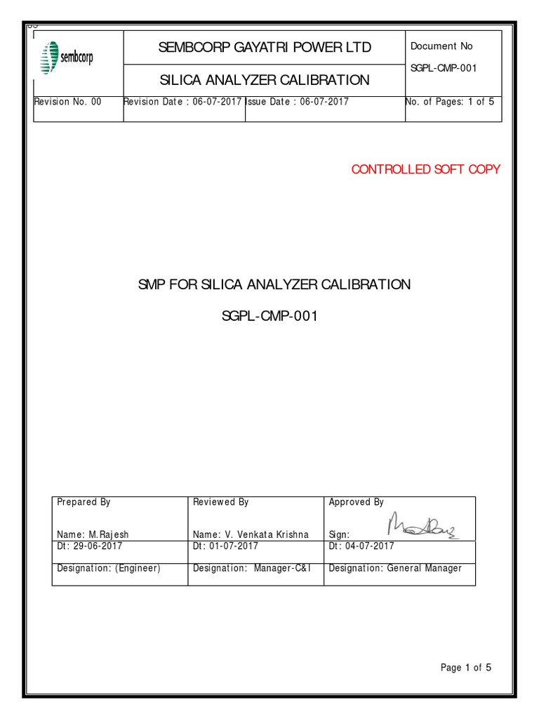 Calibrating a Silica Analyzer | PDF | Calibration | Computing