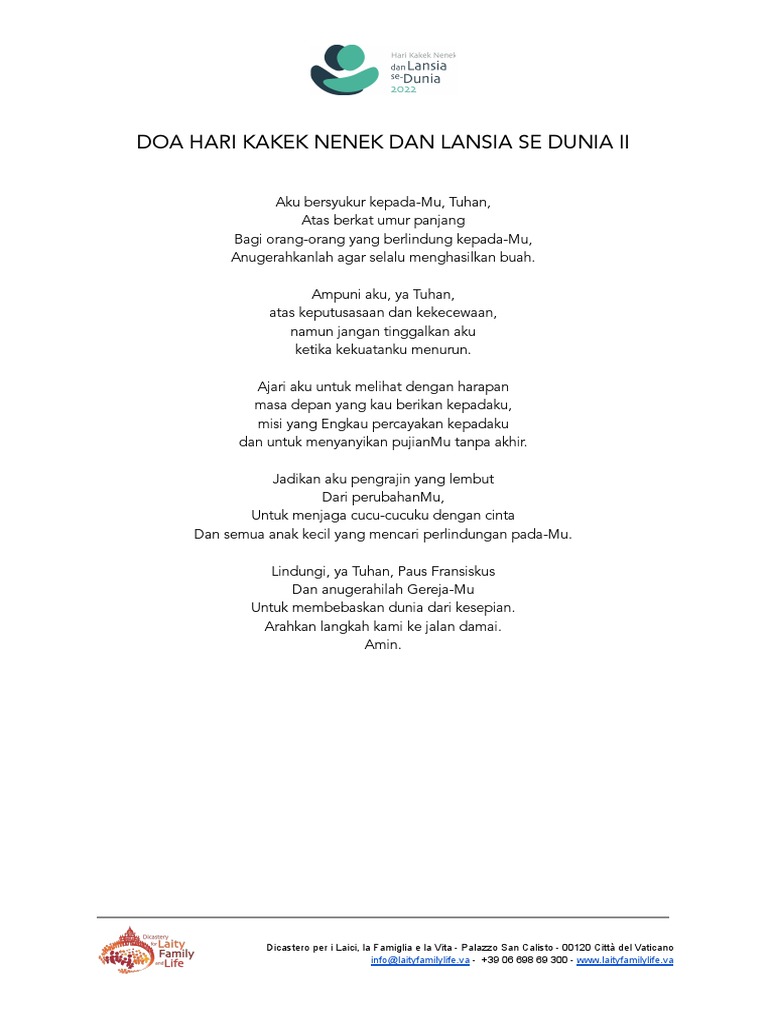 Doa Kakek Nenek Hari Lansia | PDF | Agama & Spiritualitas