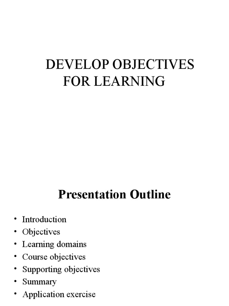 Objective Presentation | PDF | Learning | Change