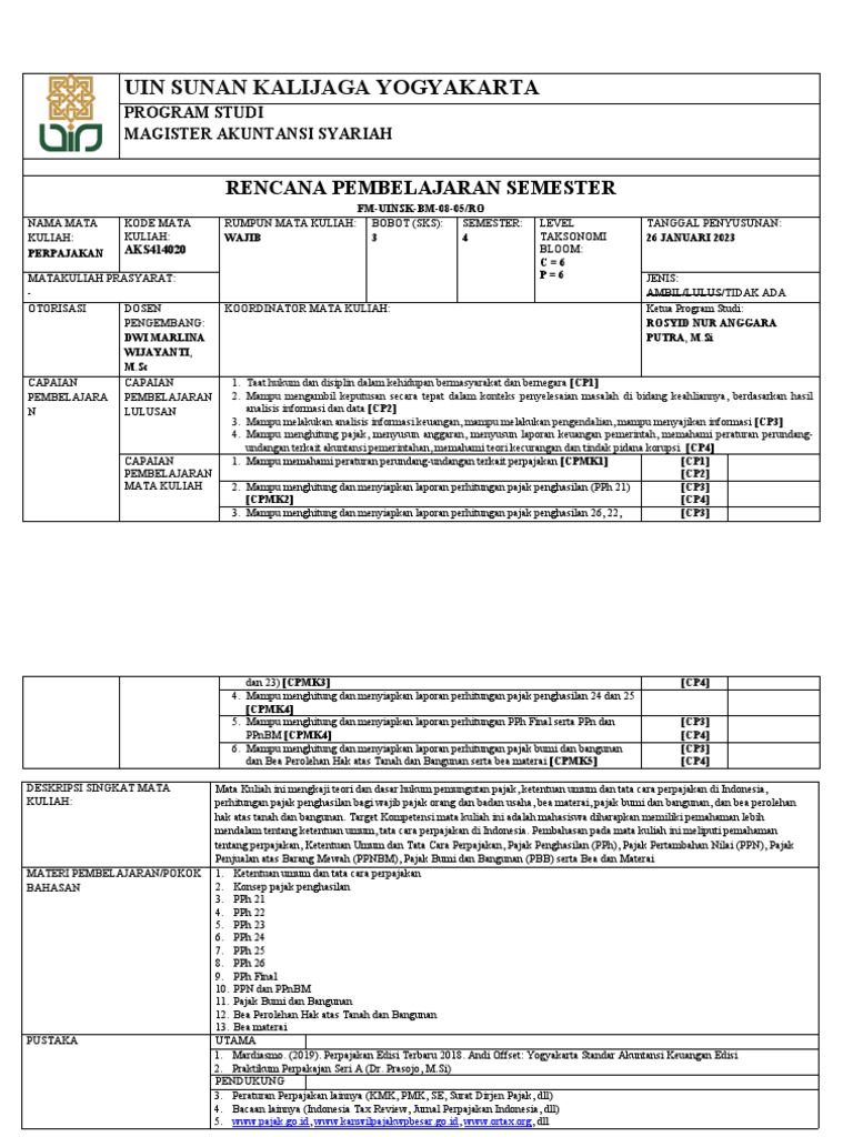 RPS OBE Perpajakan | PDF