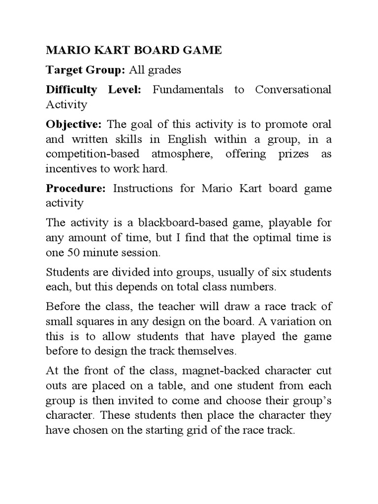 Mario Kart Board Game | PDF | Sports & Recreation