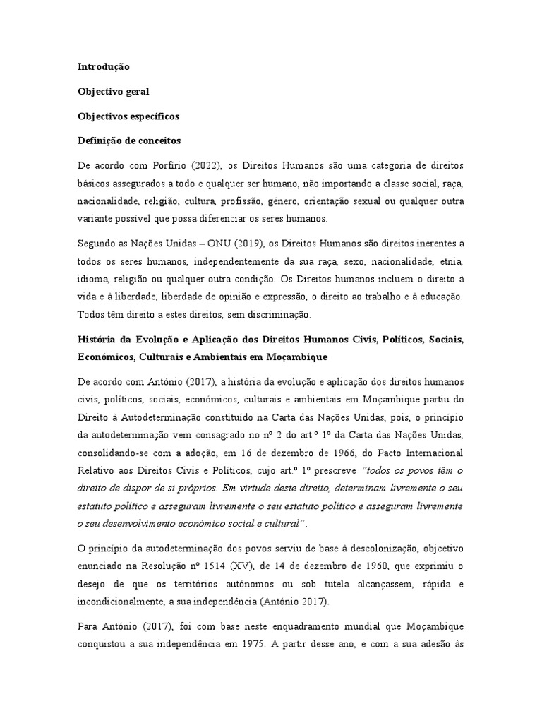 Evolucao Dos Direitos Humanos Em Mocambique Pdf Direitos Humanos