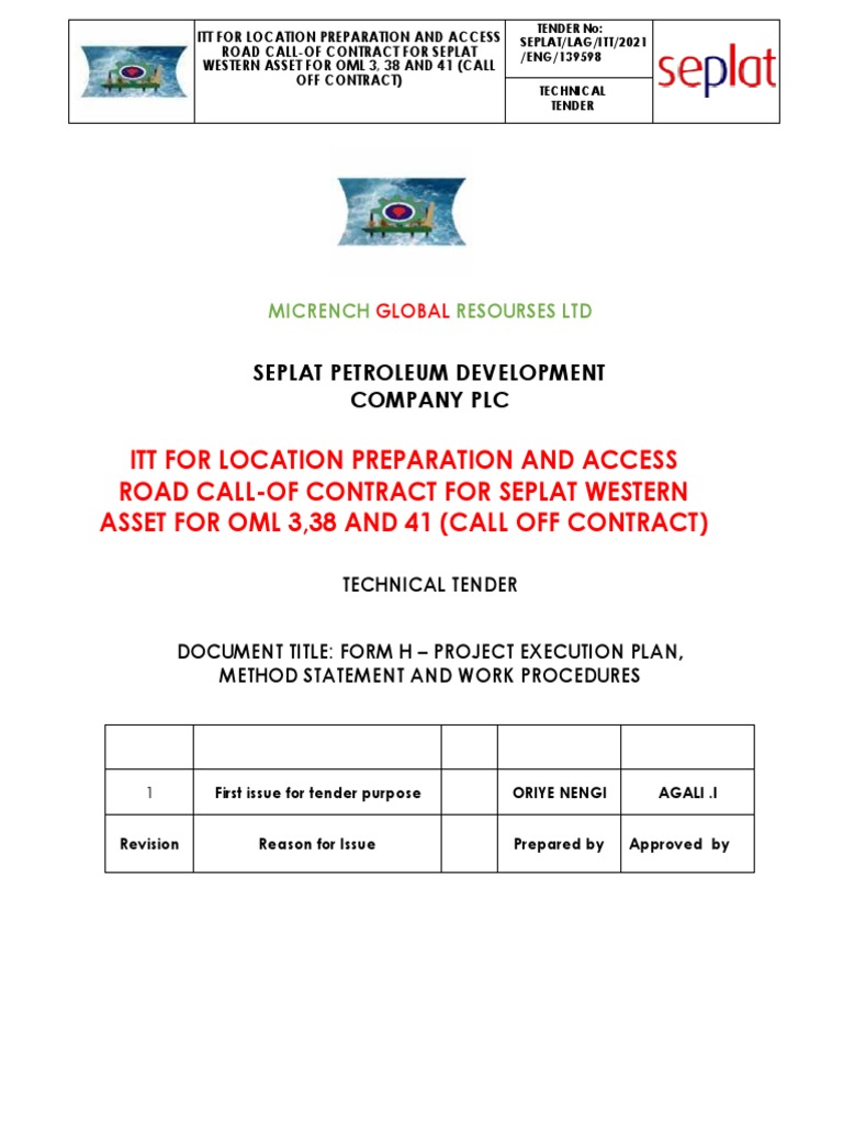 Form H - Project Execution Plan, Method Statement and Work Procedures ...