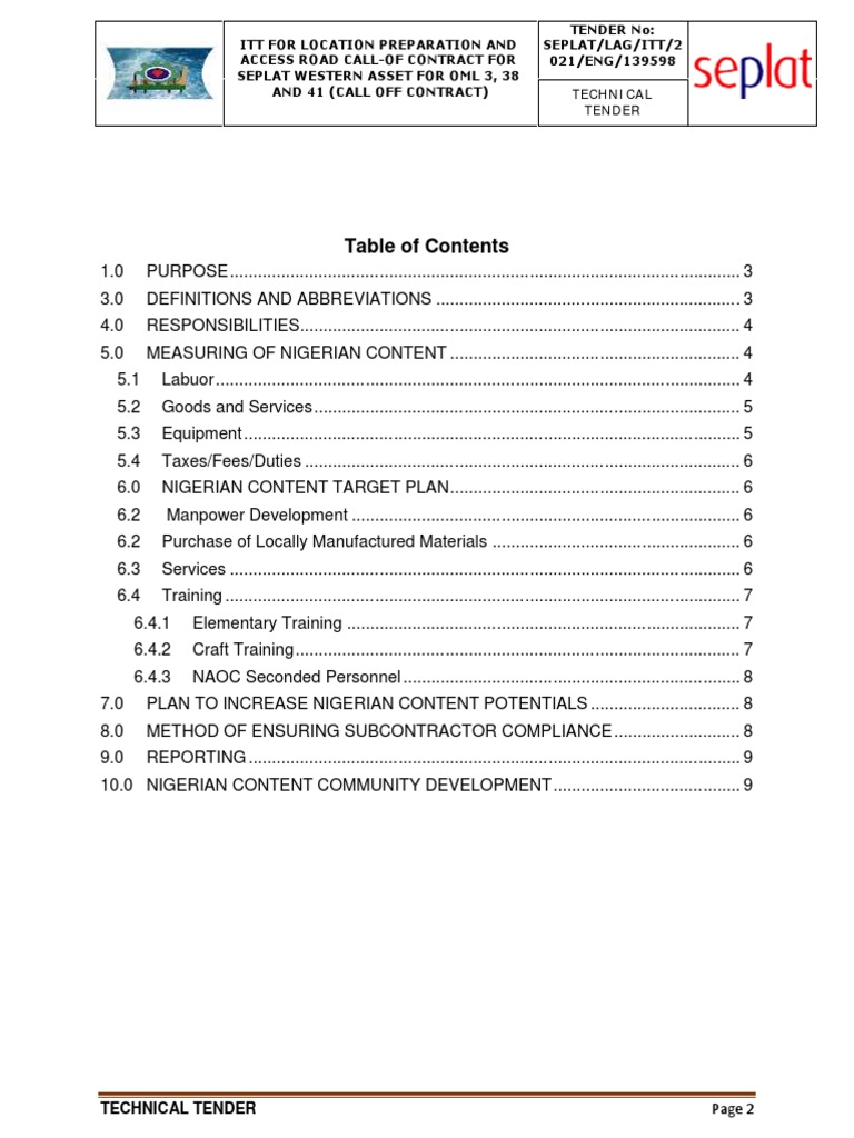 Form K - Item 1 - Nigerian Content Execution Plan | PDF | Nigeria ...