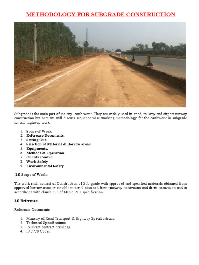 Methodology For Subgrade Construction | PDF | Road | Earth Sciences