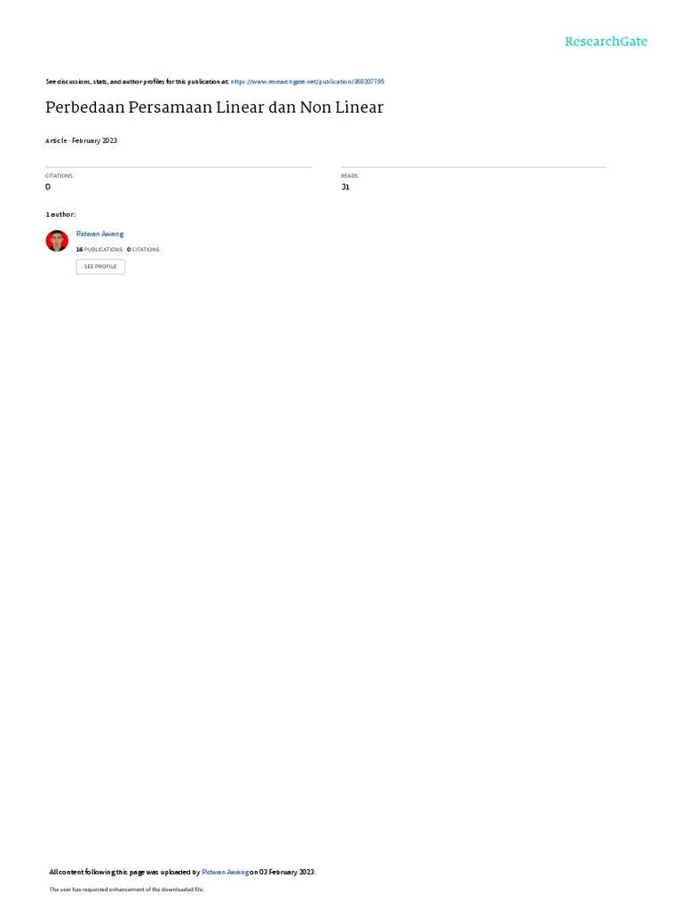 Perbedaan Persamaan Lineardan Non Linear | PDF