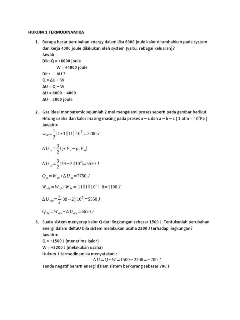 Soal Dan Jawaban Termodinamika | PDF