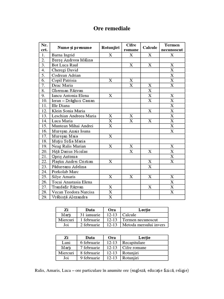 Ore Remediale 4 | PDF