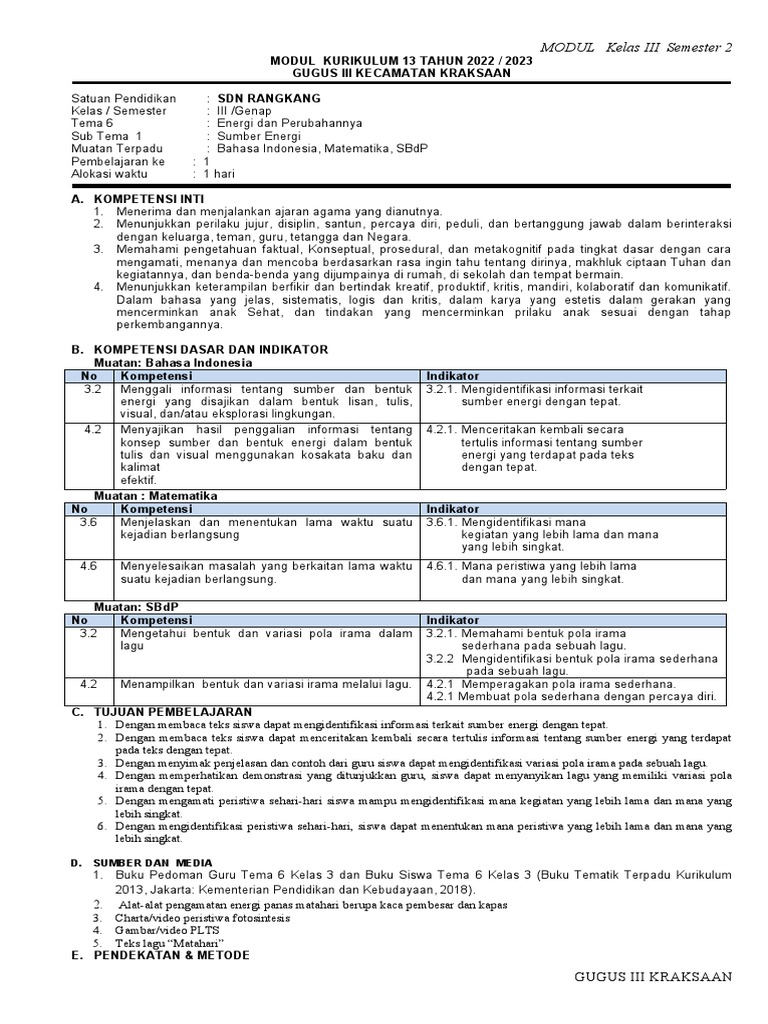 Modul Gugus Tema6 Rangkang | PDF