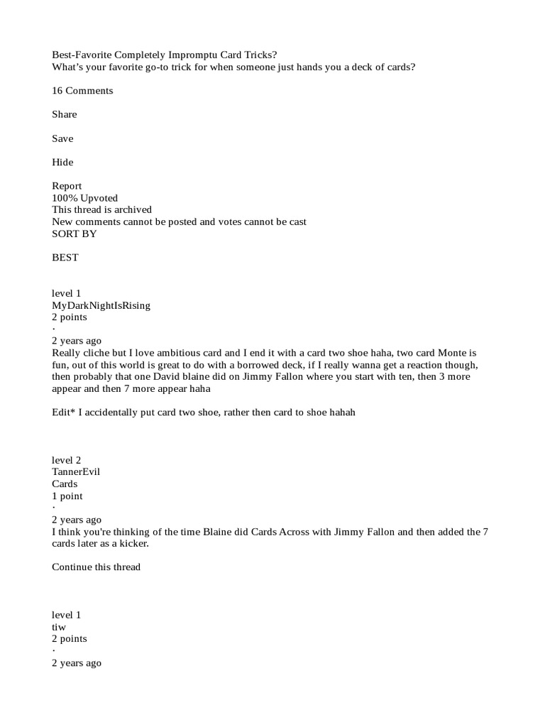 Best-Favorite Completely Impromptu Card Tricks | PDF