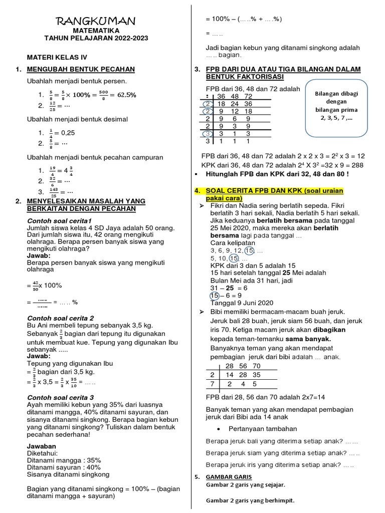 Rangkuman MTK 2023 | PDF