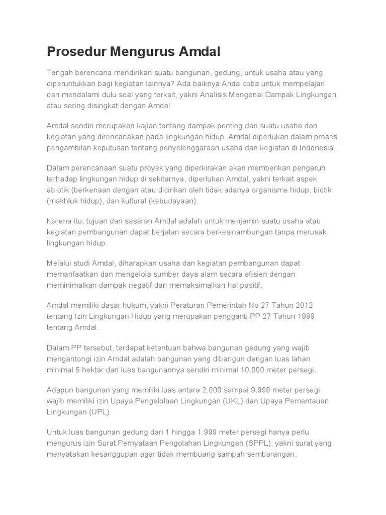 Prosedur Mengurus Amdal | PDF