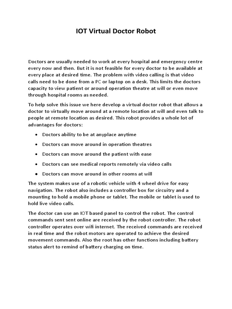 IOT Virtual Doctor Robot | PDF