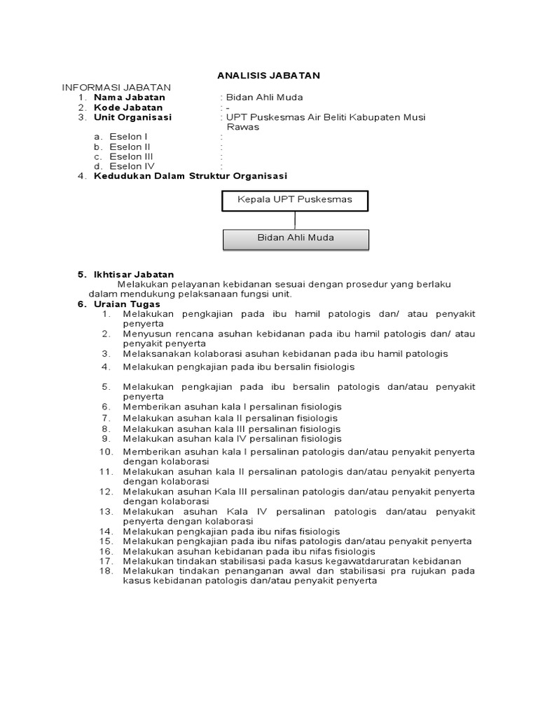 Anjab ABK Bidan Ahli Muda | PDF