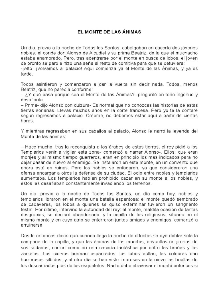 El Monte de las Ánimas: Leyenda y Miedo | PDF | Poesía