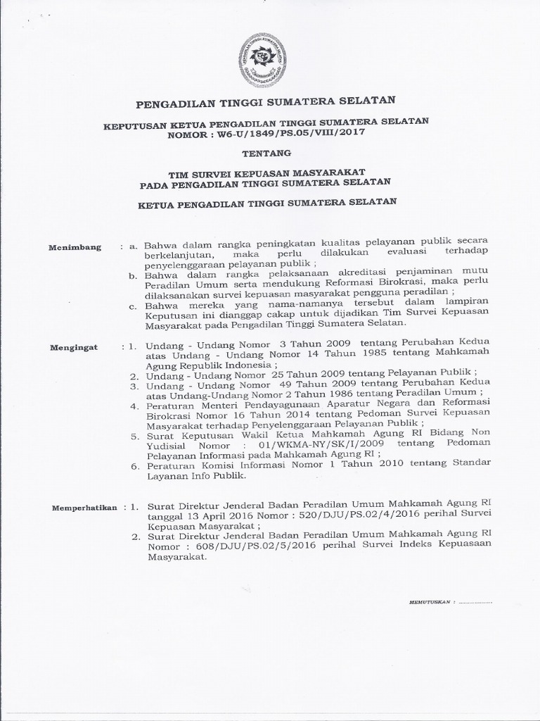 SK Tim Survey Kepuasan Masyarakat | PDF