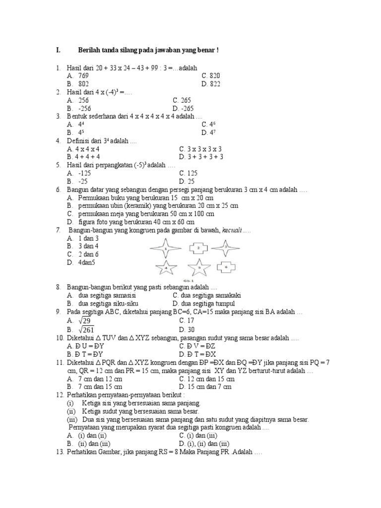 SOAL PAS MTK Kls 9 | PDF