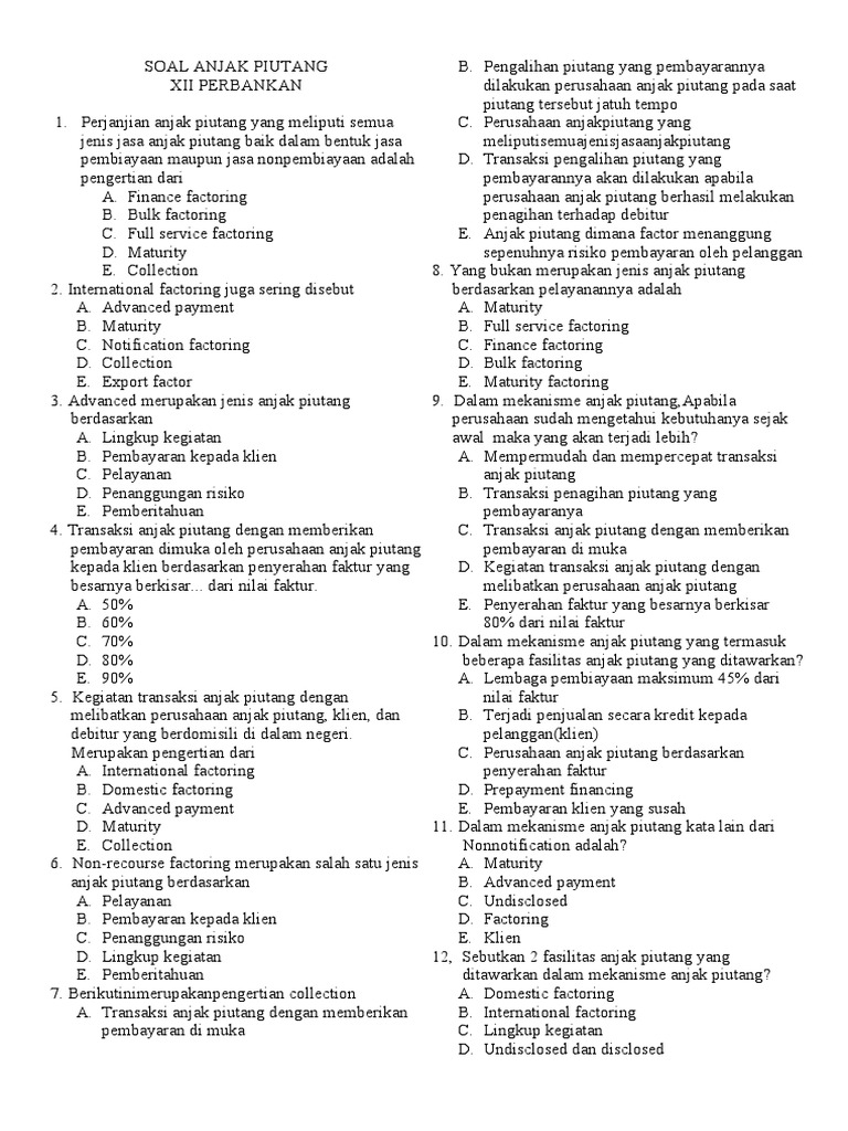 Soal Jadi Anjak Piutang 2023 | PDF