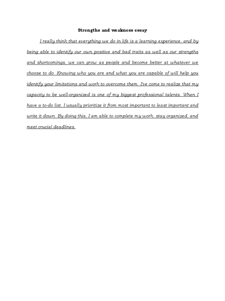 Strengths and Weakness Essay | PDF
