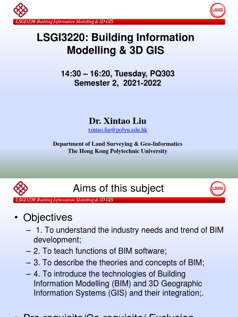 LSGI3220A - L01 - Course Introduction | PDF | Building Information Modeling | Geographic ...