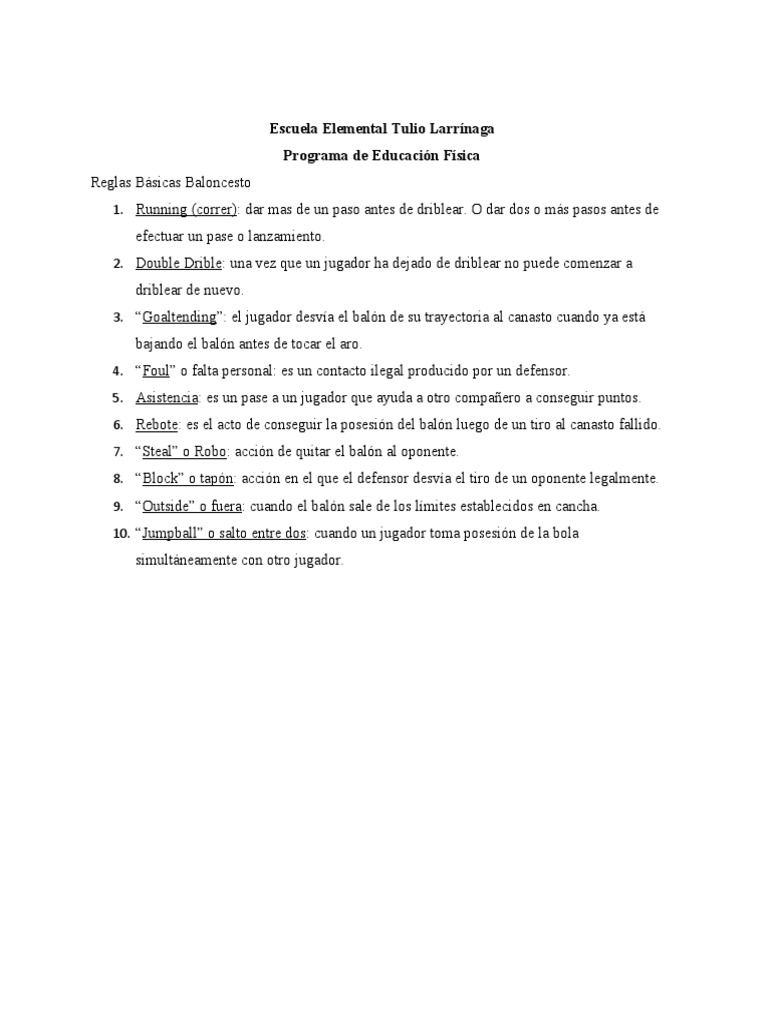 Reglas Basicas Dribleo | PDF