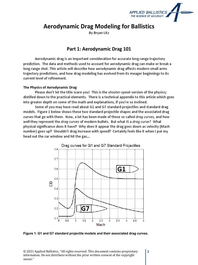 Aerodynamic Drag Modeling For Ballistics Pdf Bullet Drag Physics