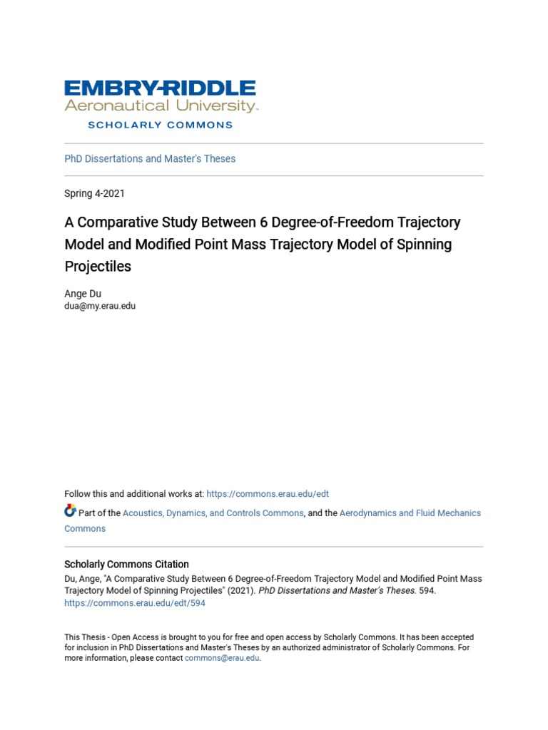 A Comparative Study Between 6 Degree-of-Freedom Trajectory Model | PDF ...