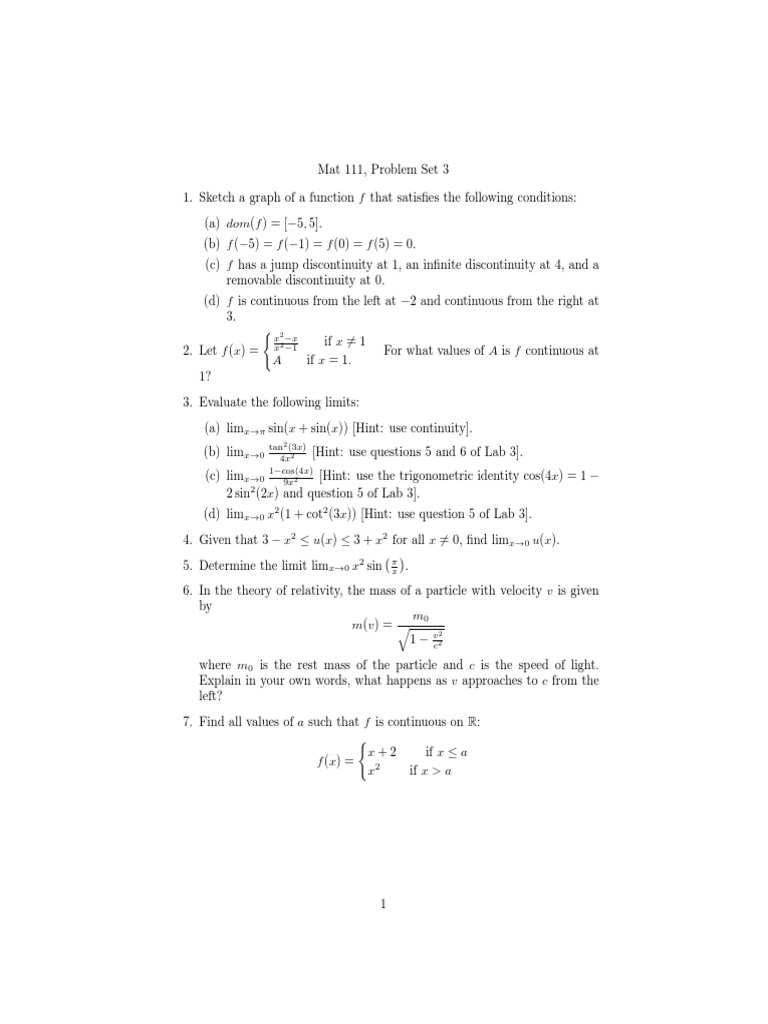 Problem Set 4 | PDF | Mathematical Analysis | Mathematics