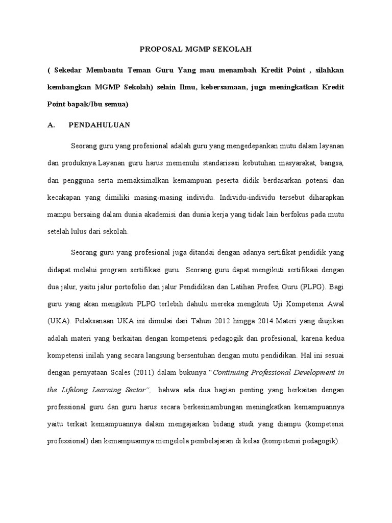 Proposal MGMP Sekolah | PDF