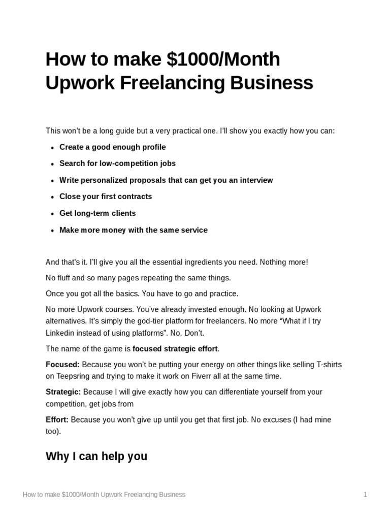How To Make 1000month Upwork Freelancing Business | PDF | Copywriting ...