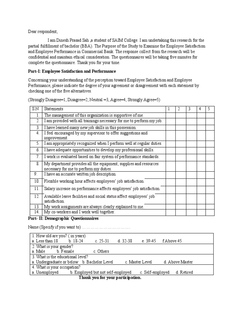 An Analysis of Employee Satisfaction and Performance Among Commercial ...