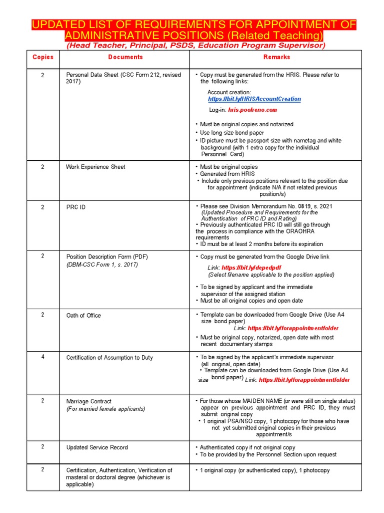 Higher Positions Requirements | PDF | Notary Public