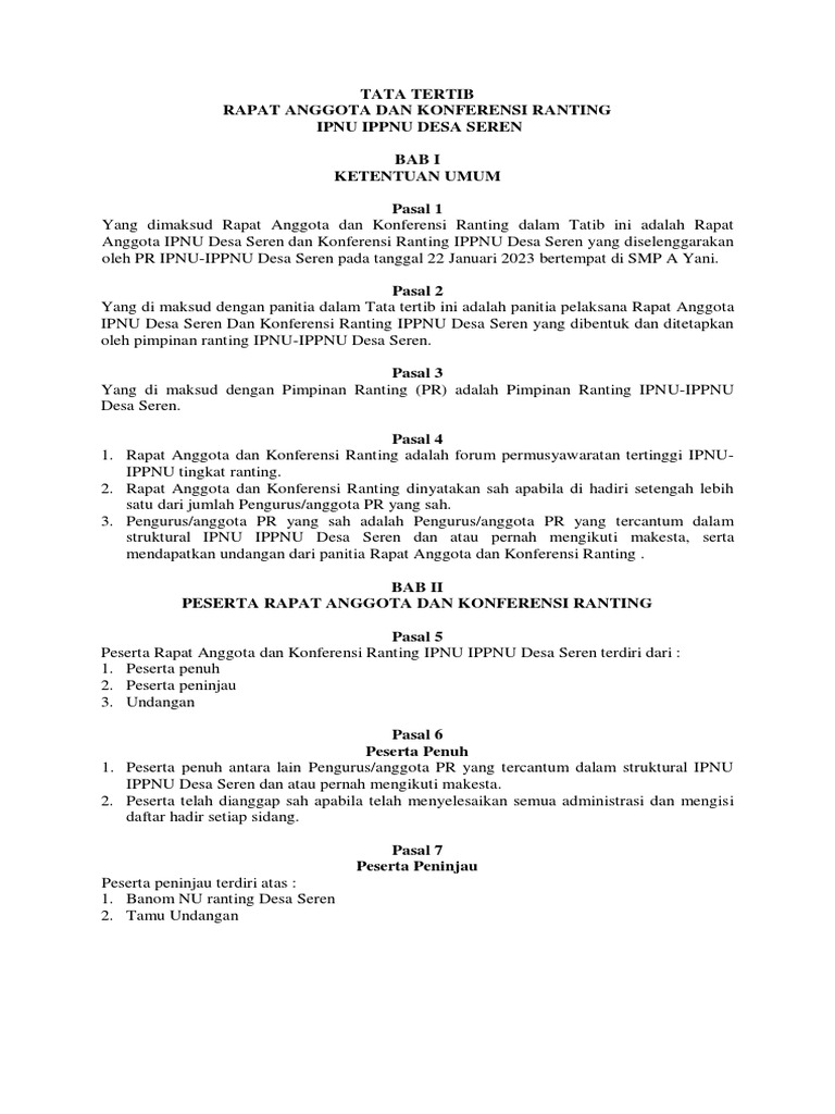 RVS Draft Sidang Tatib Rapat Anggota Ranting Ngaglik | PDF | Hukum