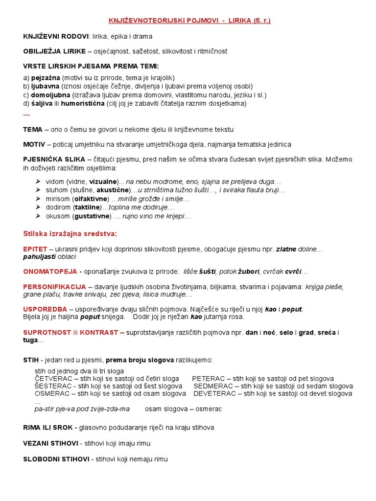 Književnoteorijski Pojmovi | PDF