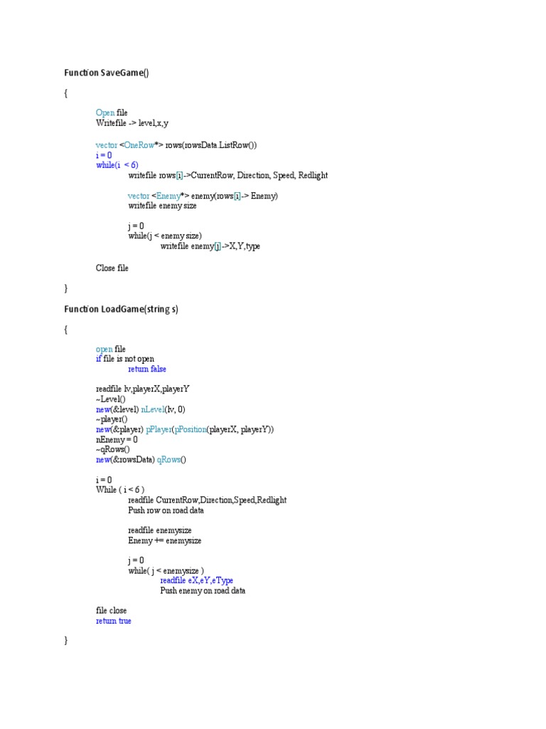 Pseudocode Save and Load | PDF